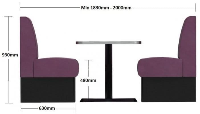 Tucson Quilted Standard Height - Straight Booth Set - 600mm Wide ...