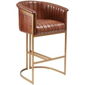 Mayfair High Stool- Genuine Pecan Brown Leather - Nobis Restaurant ...