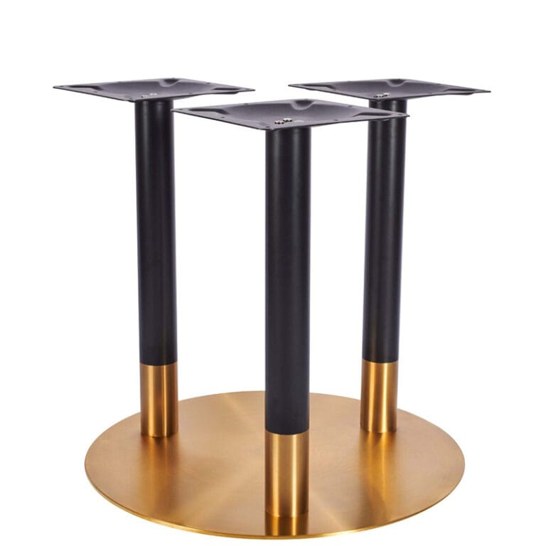Vello Colossus Round Vintage Brass/Black Table Base - Dining Height ...