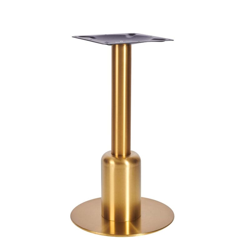 Titan Small Round Brass Table Base with Brass Sleeve - Nobis Restaurant ...