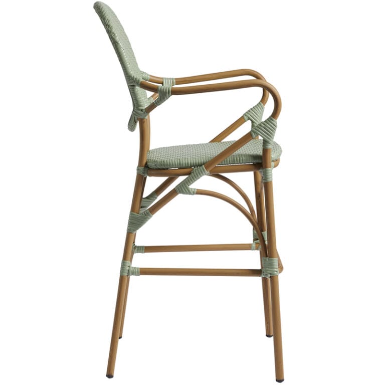 Iris Outdoor Stacking Bar Stool Pastel Green - Nobis Restaurant Furniture