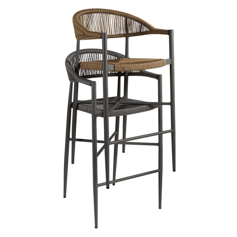 Calypso Outdoor Stacking Bar Stool with Rope Weave - Nobis Restaurant Furniture